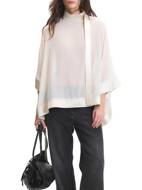 Deluc Carter Sheer Mock Neck Top - Ecru