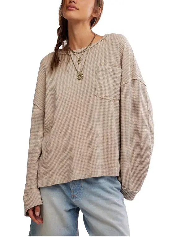 Free People Cotton Thermal Knit Top - Neutral