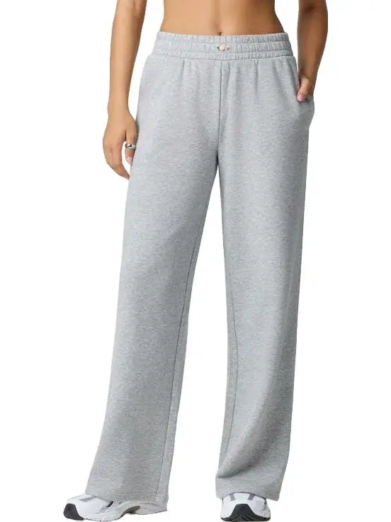 FLORENCE BY MILLS Rosette Wide-leg Sweatpants - Heather Grey