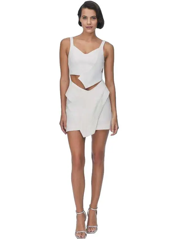 JENDUE Ron 3d Mini Skirt - White
