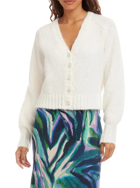 Karen Kane Pearl Button Cardigan - Off White