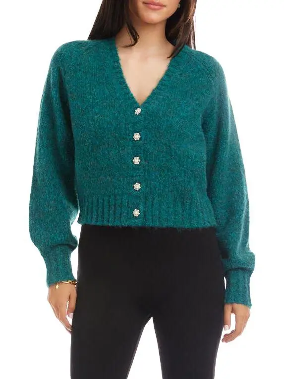 Karen Kane Pearl Button Cardigan - Teal