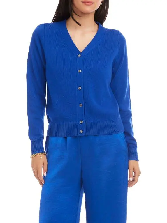 Karen Kane V-neck Knit Cardigan - Sapphire Blue