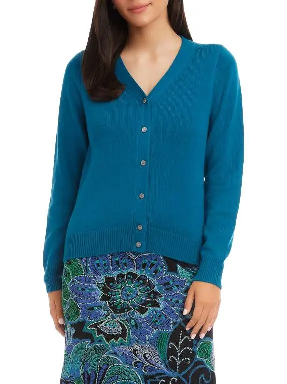 Karen Kane V-neck Knit Cardigan - Teal