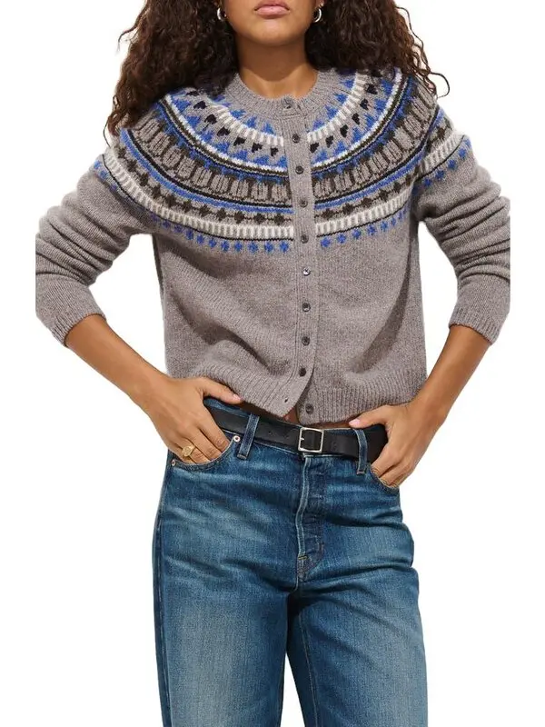ALEX MILL Amina Fair Isle Wool-blend Cardigan - Taupe
