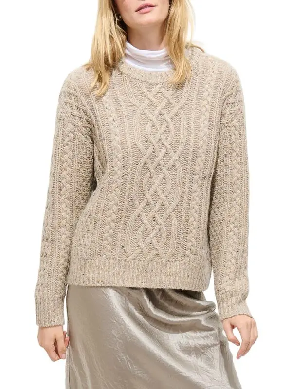ALEX MILL Madelyn Cable-knit Wool-blend Donegal Sweater - Oatmeal