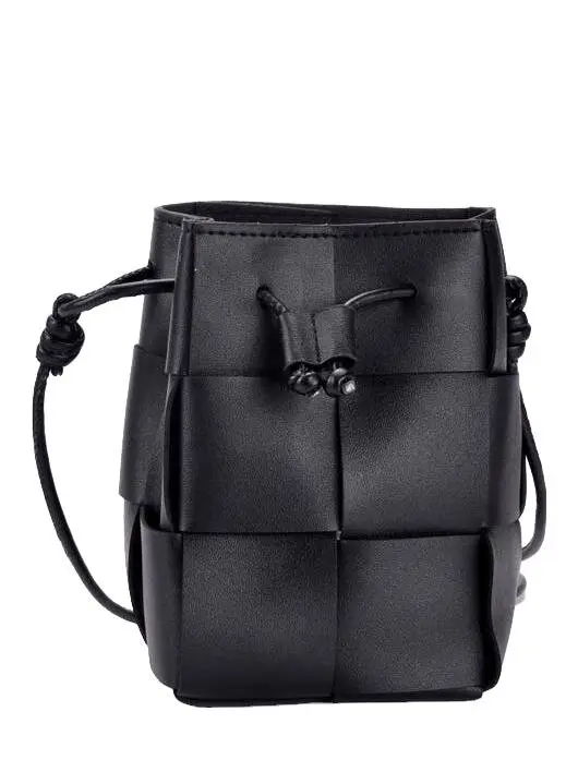 ADORNIA Patchwork Bucket Bag - Black