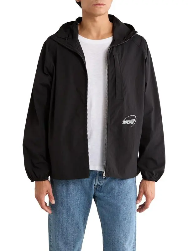 BOILER ROOM Packable Stretch Nylon Windbreaker - Black