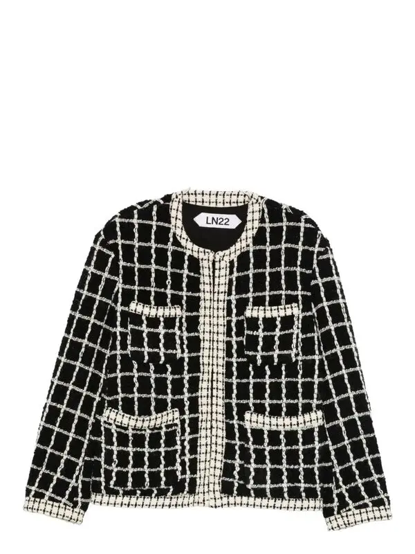 LN22 Check Pattern Wool Jacket - Black