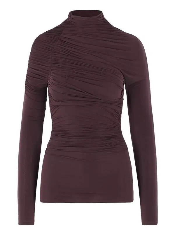 FRANCESCO MURANO Draped Turtleneck Bodysuit - Mahogany