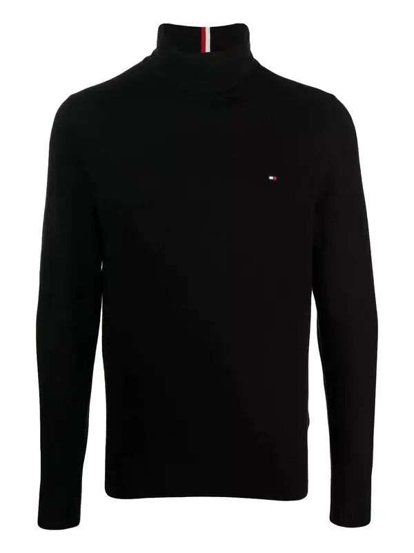 Tommy Hilfiger Logo-embroidered Roll-neck Top - Black