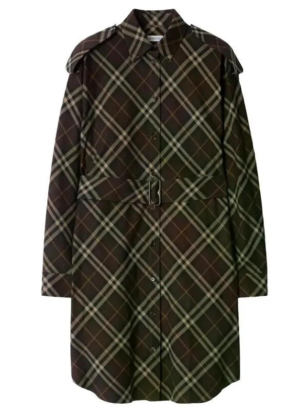 Burberry Check-pattern Flannel Shirt Dress - Brown