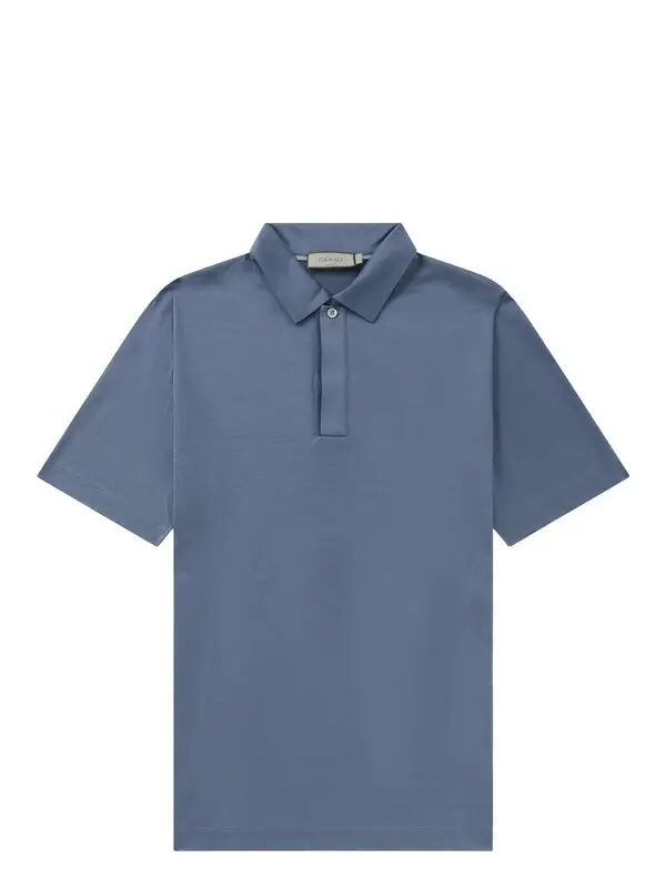 Canali Cotton-jersey Polo Shirt - Blue