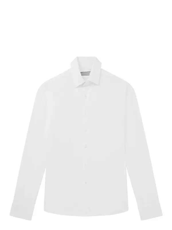 Canali Travel Slim-fit Cutaway-collar Stretch-cotton Jersey Shirt - White