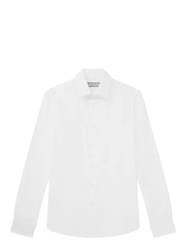 Canali Impeccabile Cutaway-collar Cotton-poplin Shirt - White