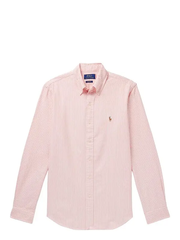 Polo Ralph Lauren Button-down Collar Striped Cotton-poplin Shirt - Pink