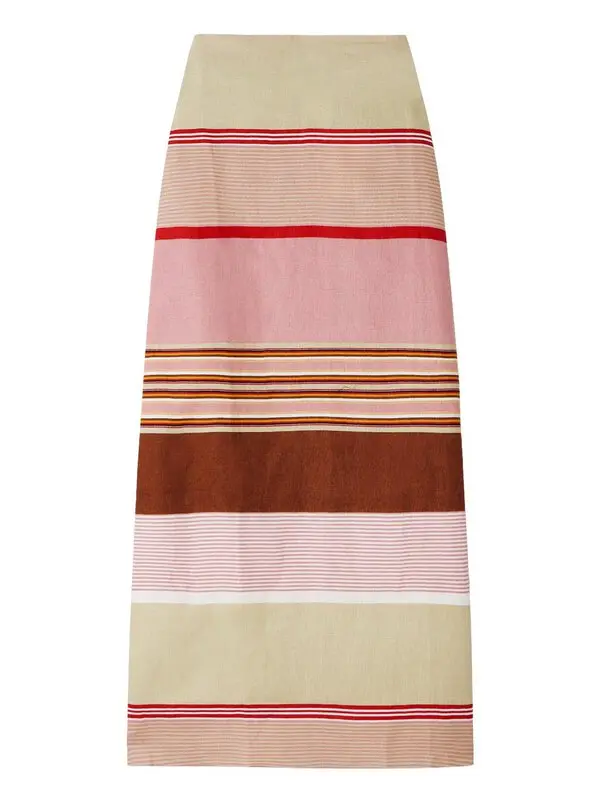 Faithfull The Brand Martina Striped Linen Maxi Skirt - Multi