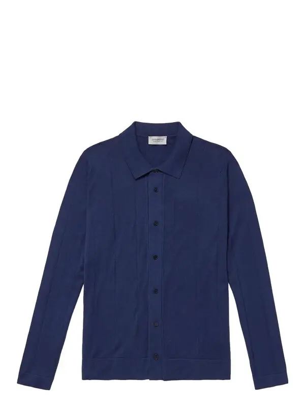 John Smedley Floyd Sea Island Cotton Cardigan - Blue
