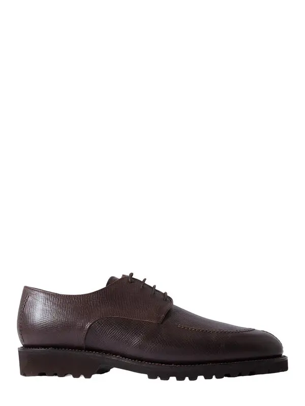 MAJORDOME L88 Split-toe Cross-grain Leather Derby Shoes - Brown