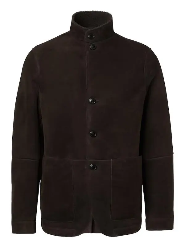 Zegna Il Conte Shearling-trimmed Suede Jacket - Brown