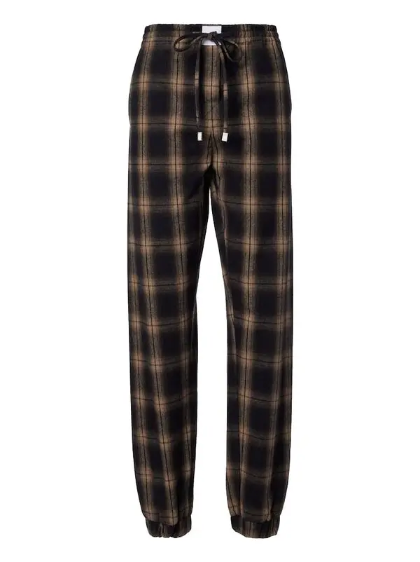 Attico Checked Cotton Sweatpants - Brown