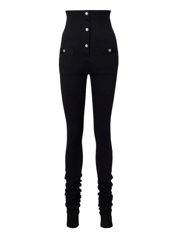 Attico High-rise Cotton Jersey Stirrup Leggings - Black