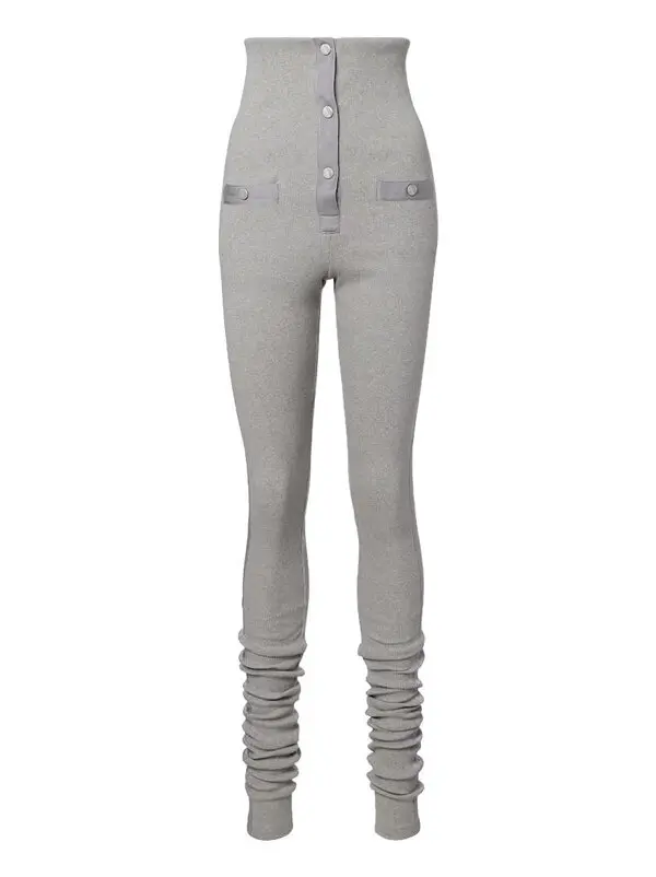 Attico High-rise Cotton Jersey Stirrup Leggings - Grey