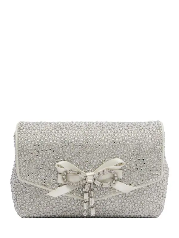 JIMMY CHOO Embellished Satin Clutch - White