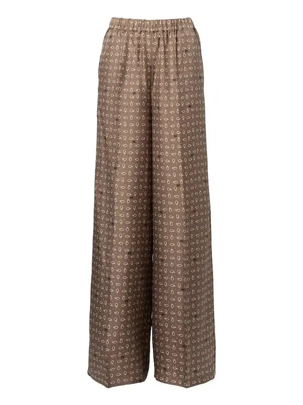 Max Mara Vischio Printed Wide-leg Pants - Brown