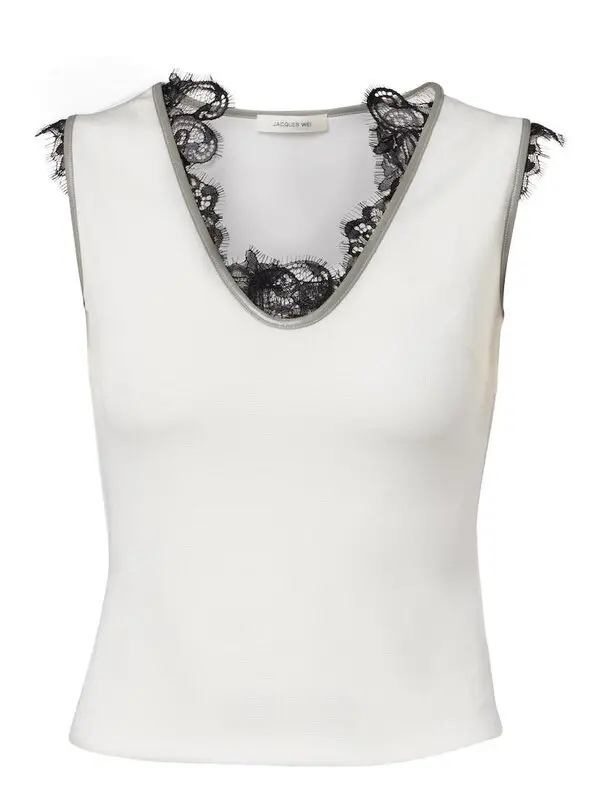 JACQUES WEI Lace-trimmed Layered Top - White