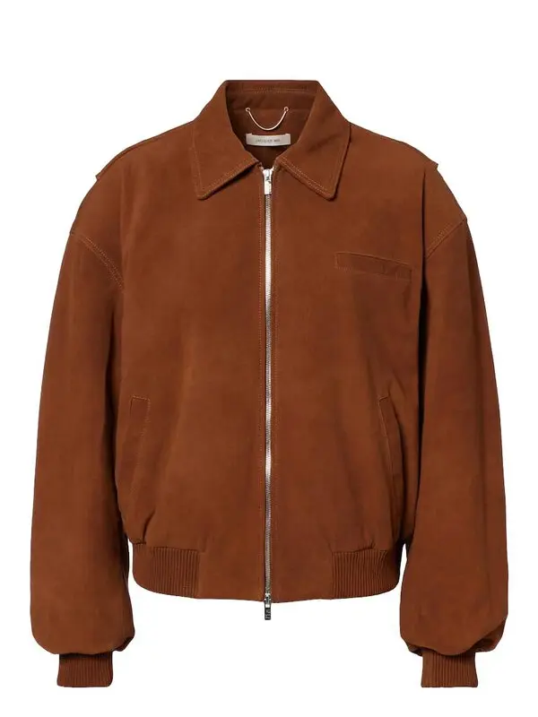 JACQUES WEI Suede Bomber Jacket - Brown