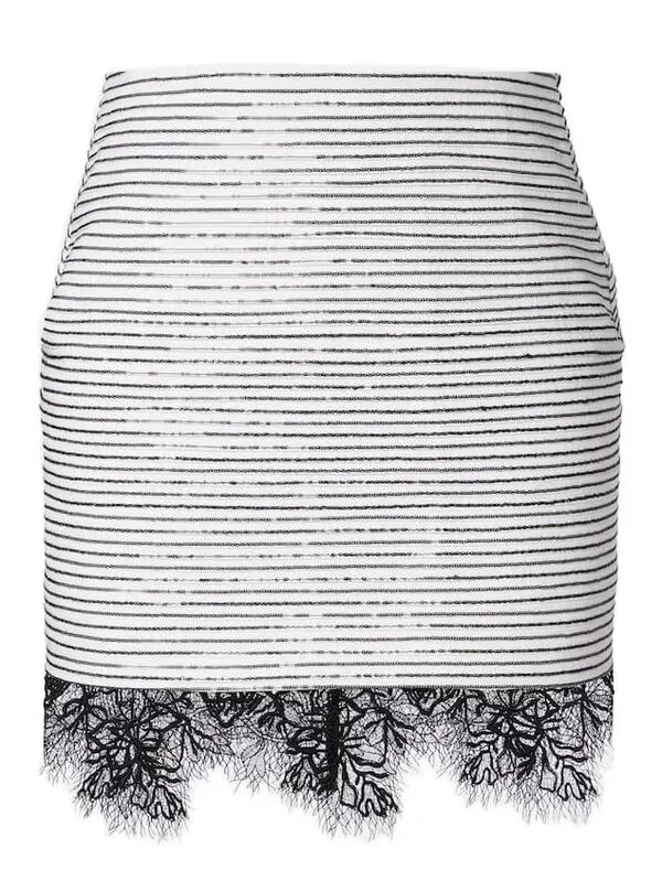 JACQUES WEI Lace-trimmed Sequined Cotton Miniskirt - White