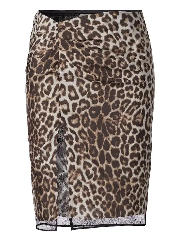JACQUES WEI Leopard Print Silk Lace Miniskirt - Multicoloured