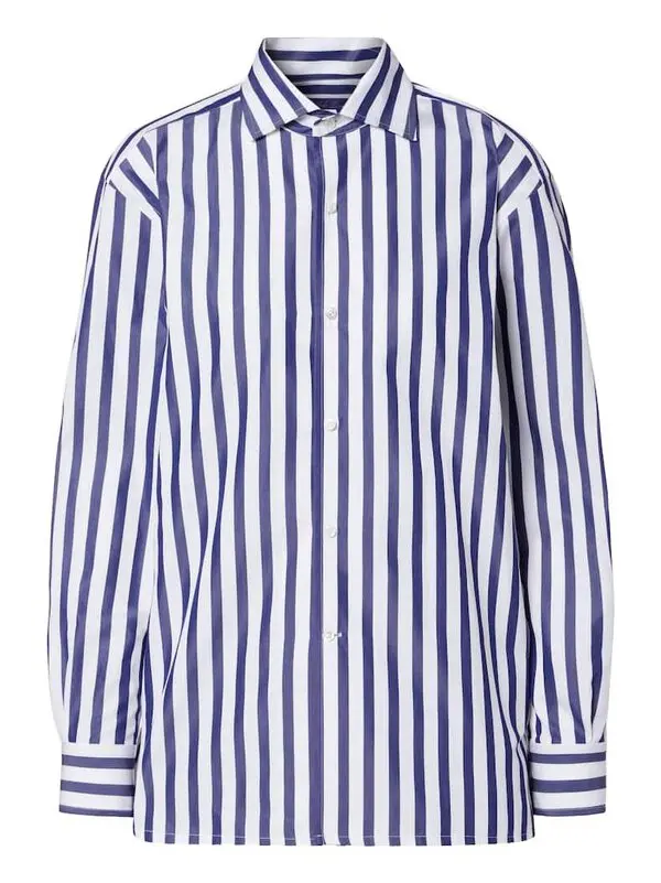 Ralph Lauren Striped Cotton Poplin Shirt - Blue