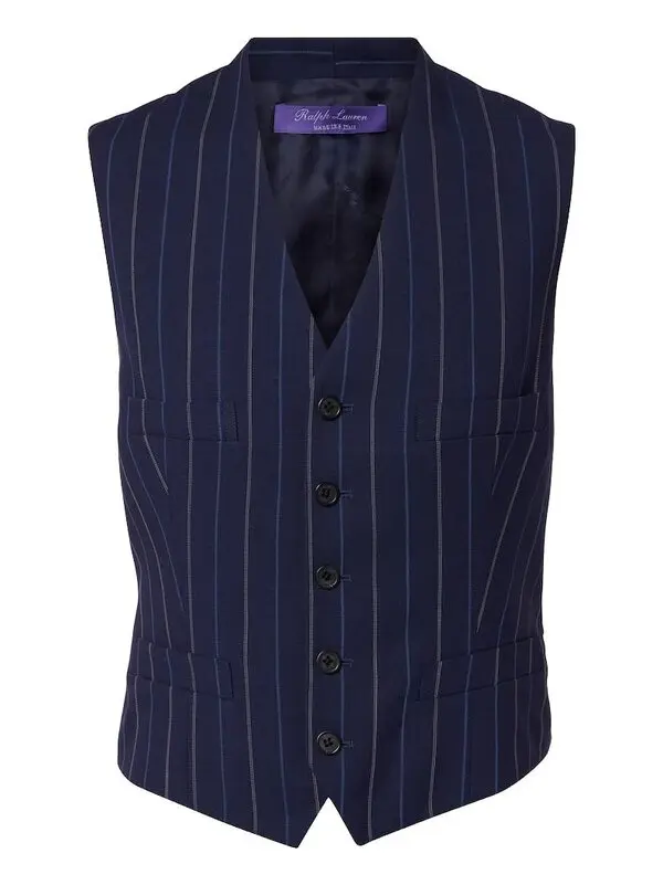 Ralph Lauren Striped Wool Vest - Blue
