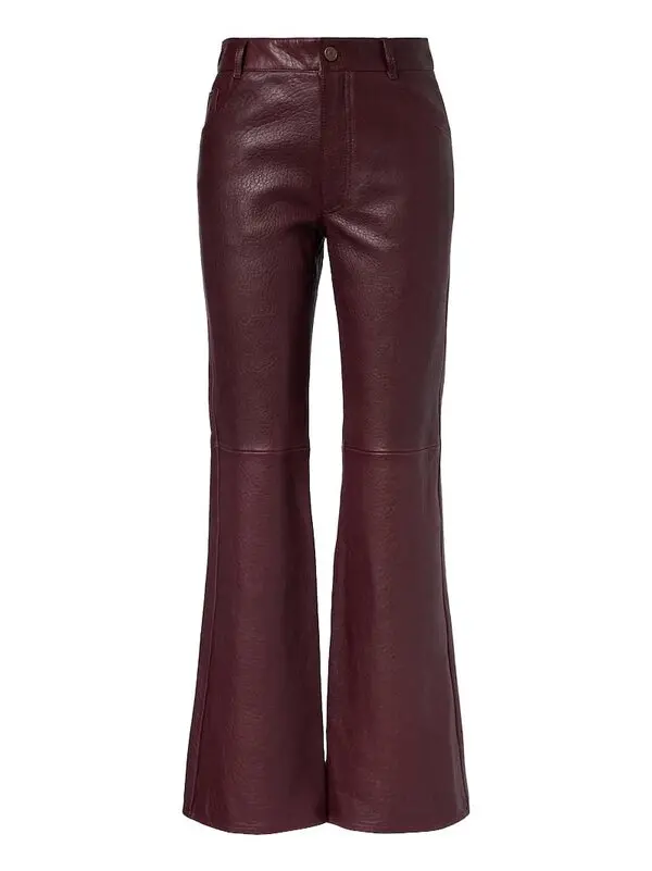 Chloé Leather Flared Trousers - Burgundy