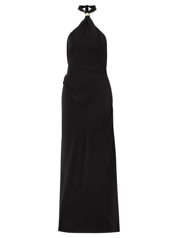Sir The Label Silk Maxi Dress With Halterneck - Black
