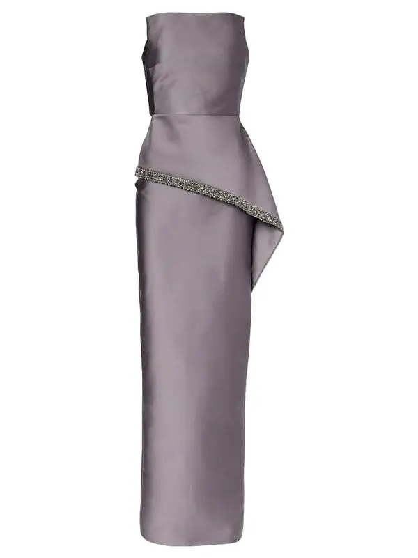 Roland Mouret Crystal-embellished Taffeta Gown - Grey