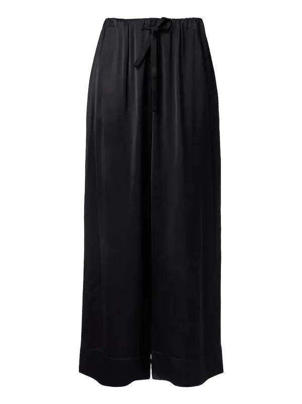 TOTEME Satin Wide-leg Pants - Black