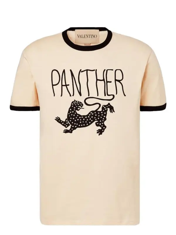 Valentino Garavani Printed Cotton Jersey T-shirt - Beige