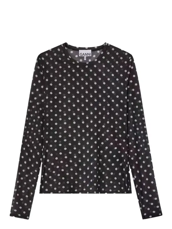 GANNI Polka-dot Top - Black