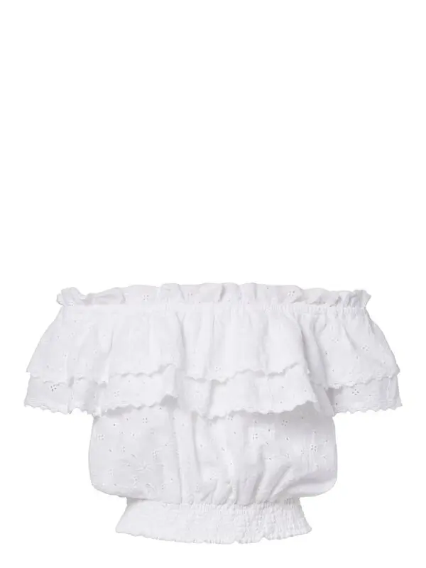 Melissa Odabash Ruth Broderie Anglaise Crop Top - White