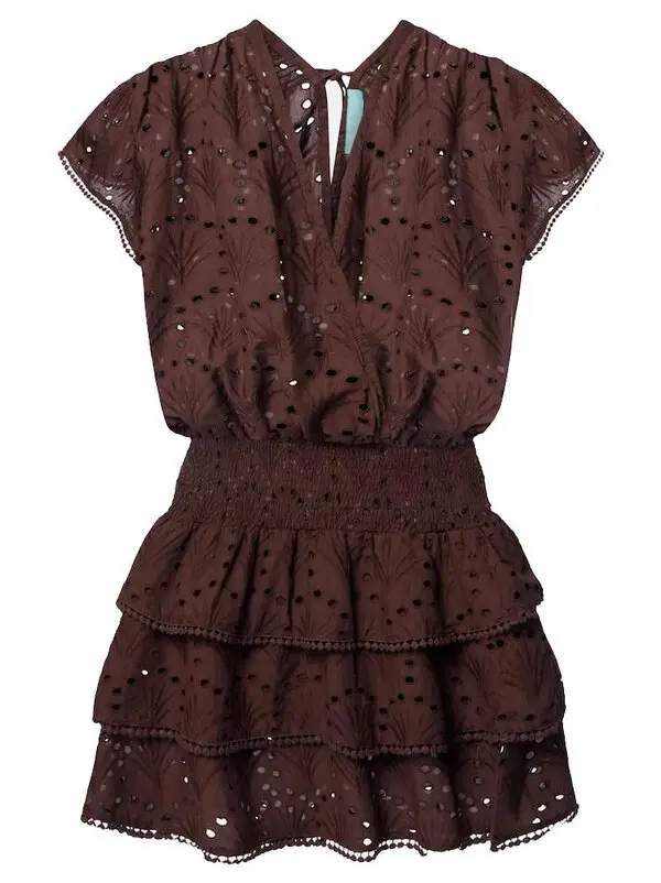 Melissa Odabash Broderie Anglaise Cotton Minidress - Brown