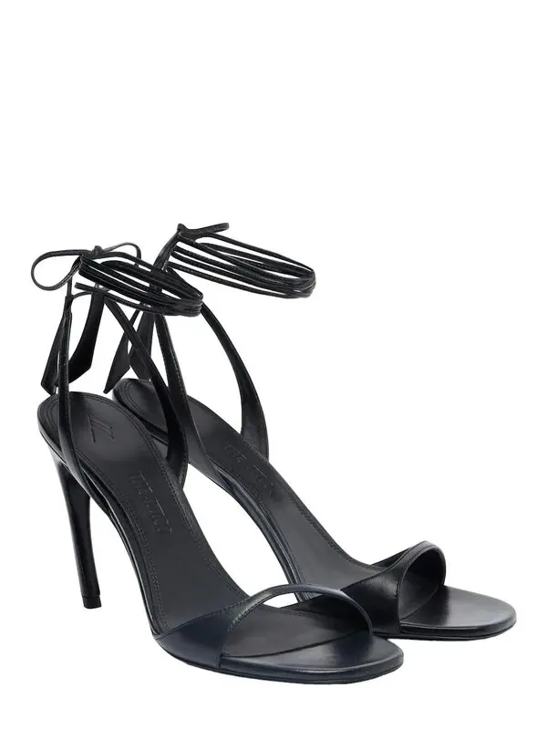 Attico Ora 95 Leather Sandals - Black