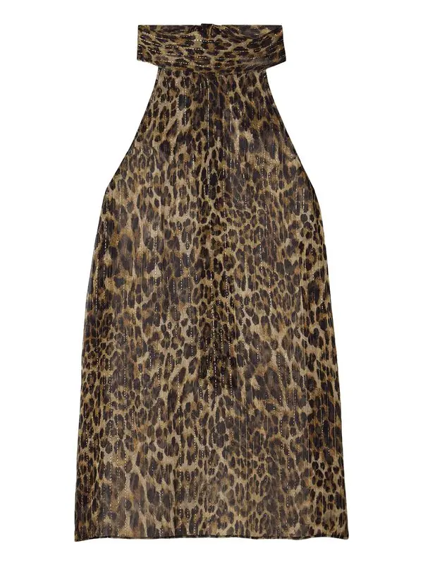 NILI LOTAN Alla Tie-neck Leopard-print Metallic Halterneck Top - Animal Print