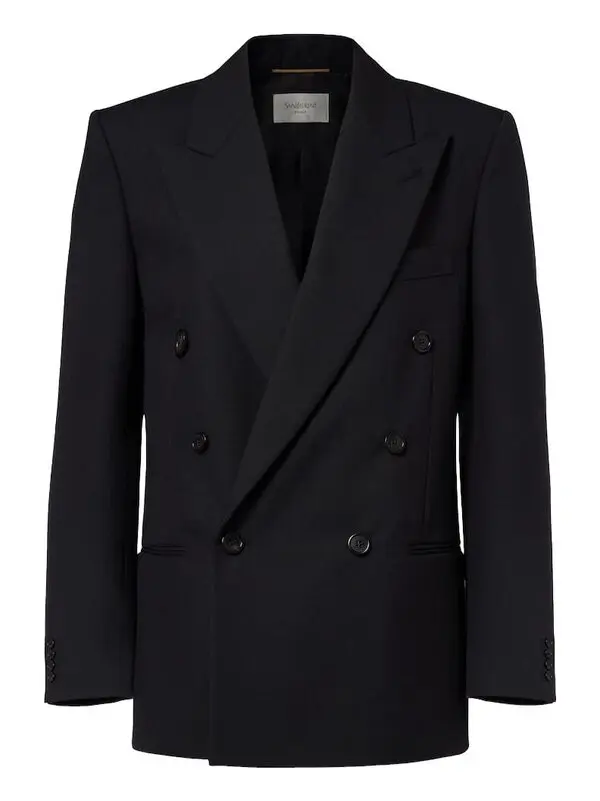 Saint Laurent Double-breasted Wool Blazer - Black
