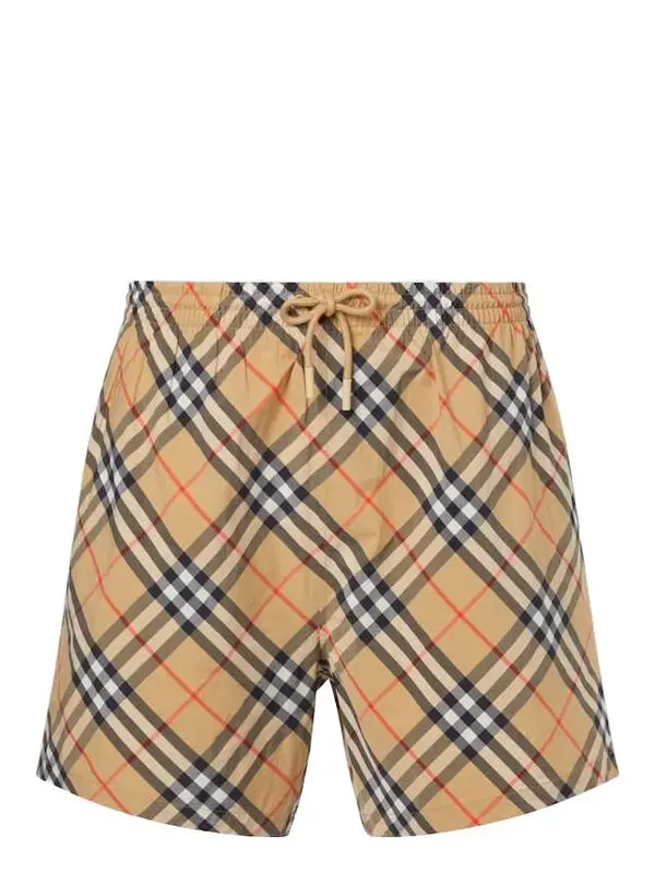 Burberry Check Swim Trunks - Beige
