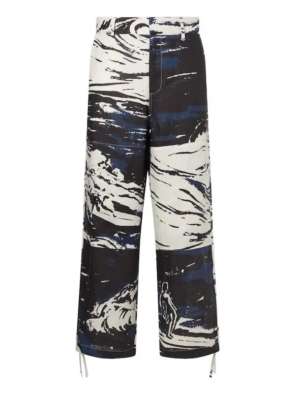 Commas Printed Linen Straight Pants - Multicoloured