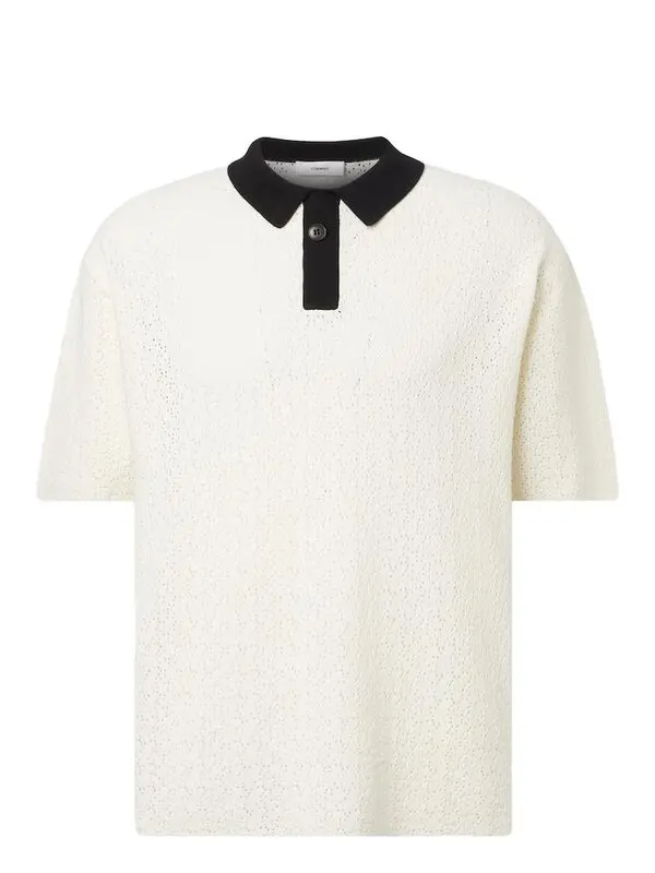 Commas Crochet Cotton-blend Polo Shirt - White