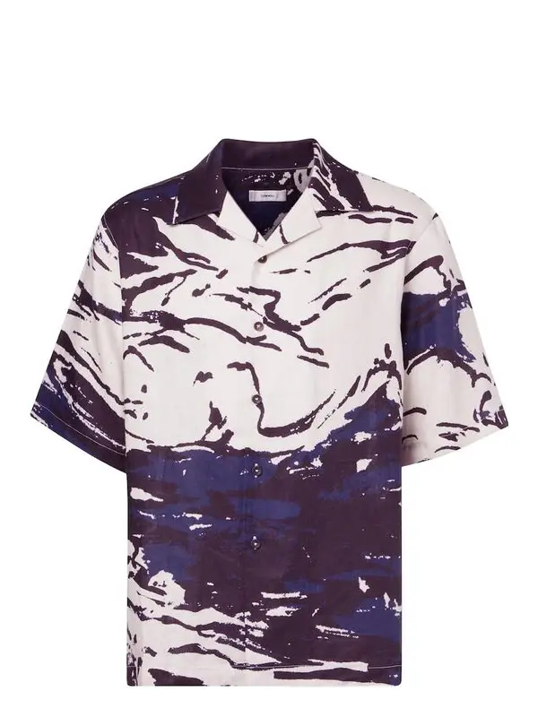 Commas Printed Linen Bowling Shirt - Multicoloured